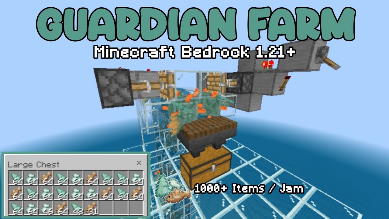 CARA MEMBUAT GUARDIAN FARM | MINECRAFT BEDROCK 1.21 - YouTube