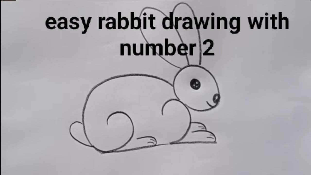 EASY RABBIT DRAWING WITH NUMBER 2 FOR KIDS #rabbit 😃 - YouTube