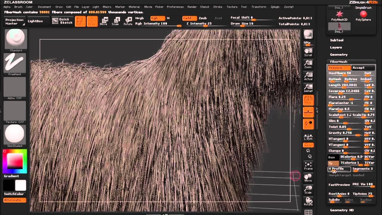 ZBrush 4R2b Basics of FiberMesh - YouTube
