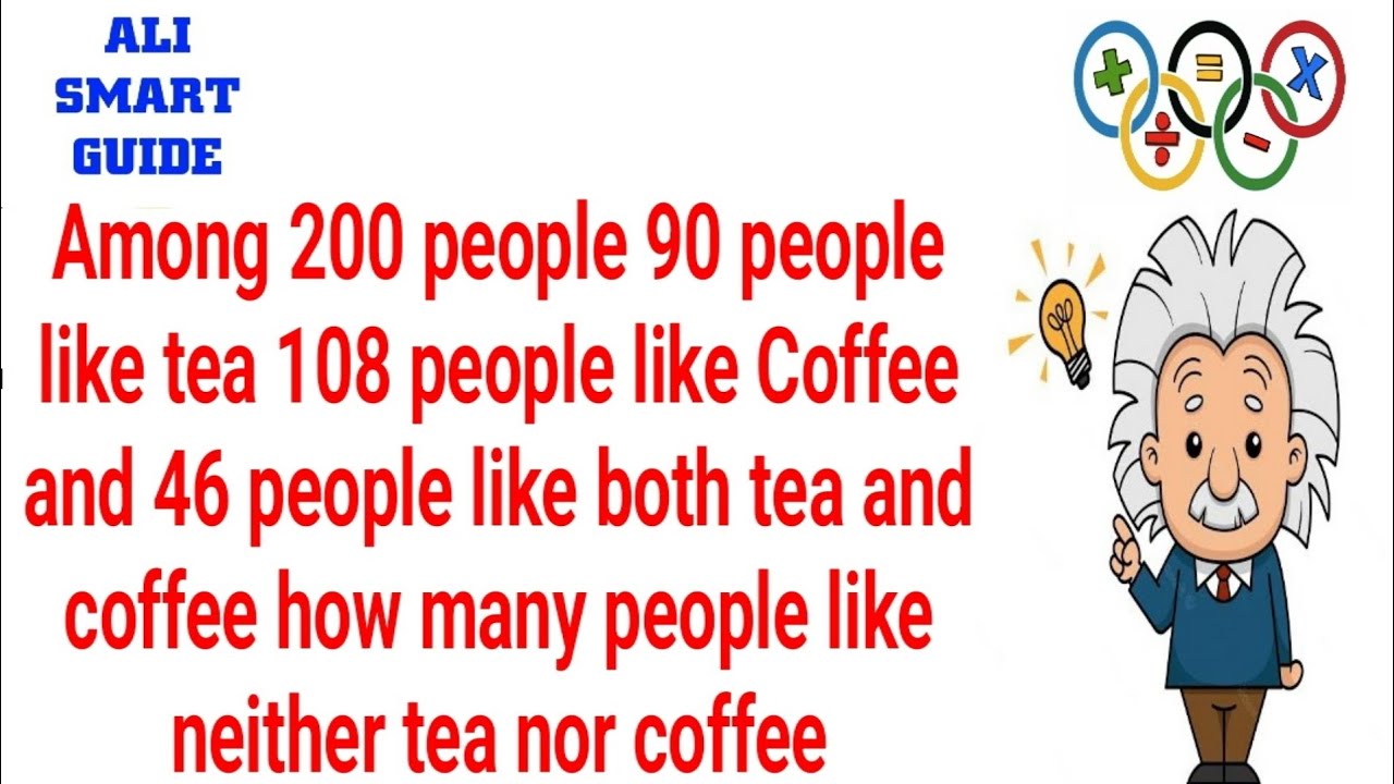 Among 200 people 90 people like tea 108 people like coffee and 46 ...