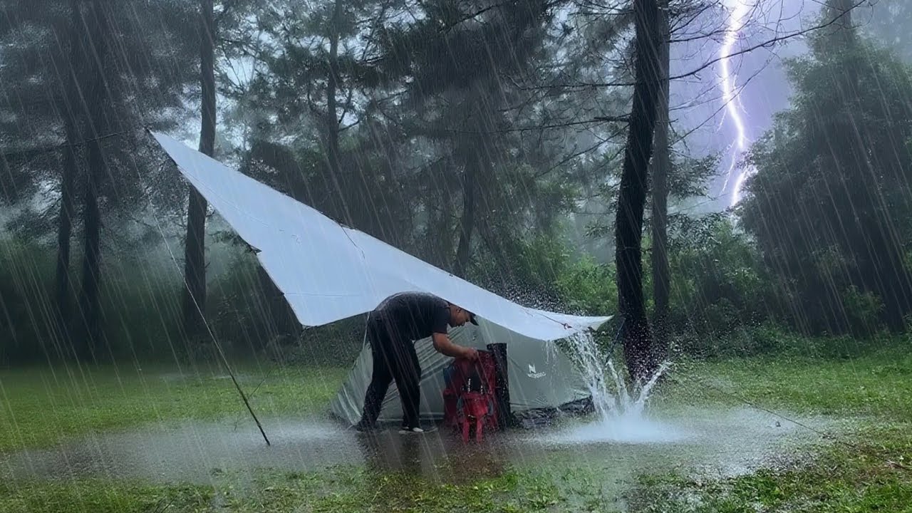 AMAZING RAIN‼️CAMPING ALONE IN HEAVY RAIN FOR A VERY LONG TIME ⛈️ ...