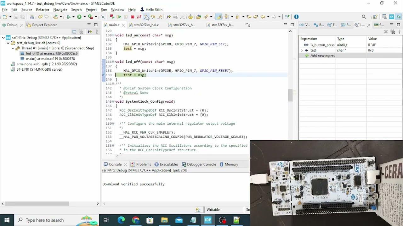 Stm32 Debugging Live And Step Execution On Nucleo 144 In Stm32cubeide Youtube