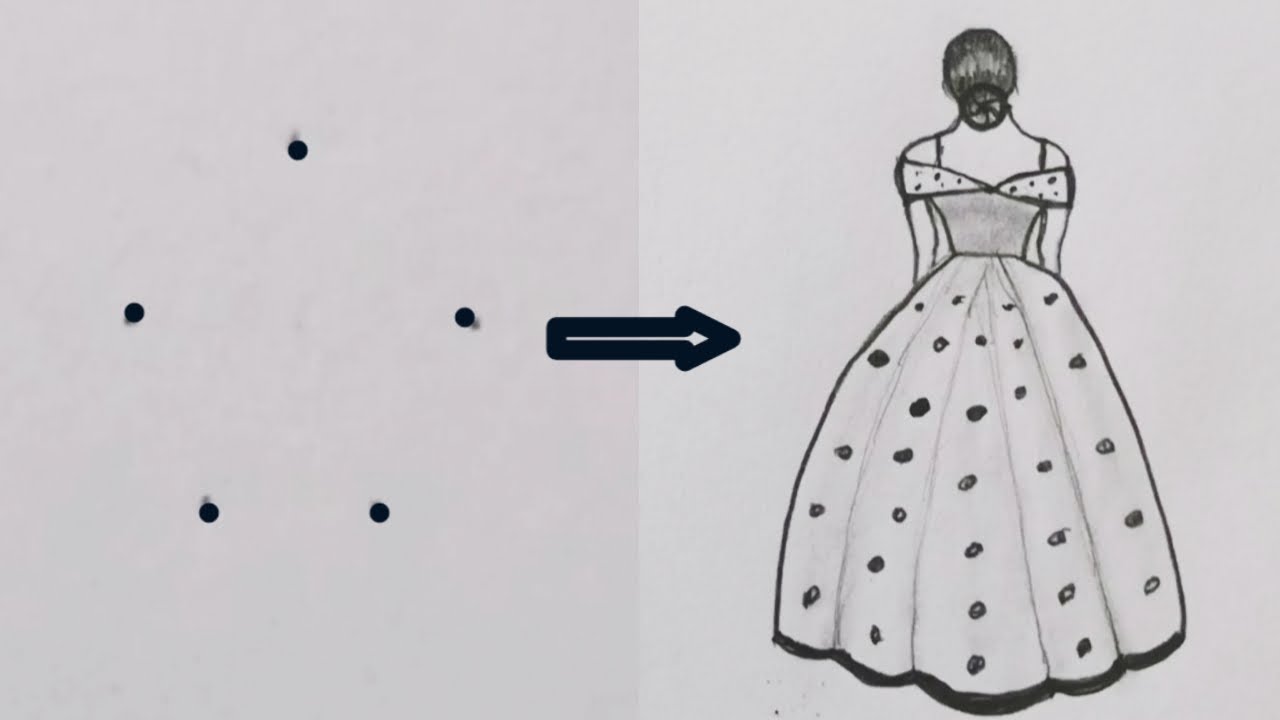 Simple Girl backside drawing using DOTS // Easy pencil sketch ...