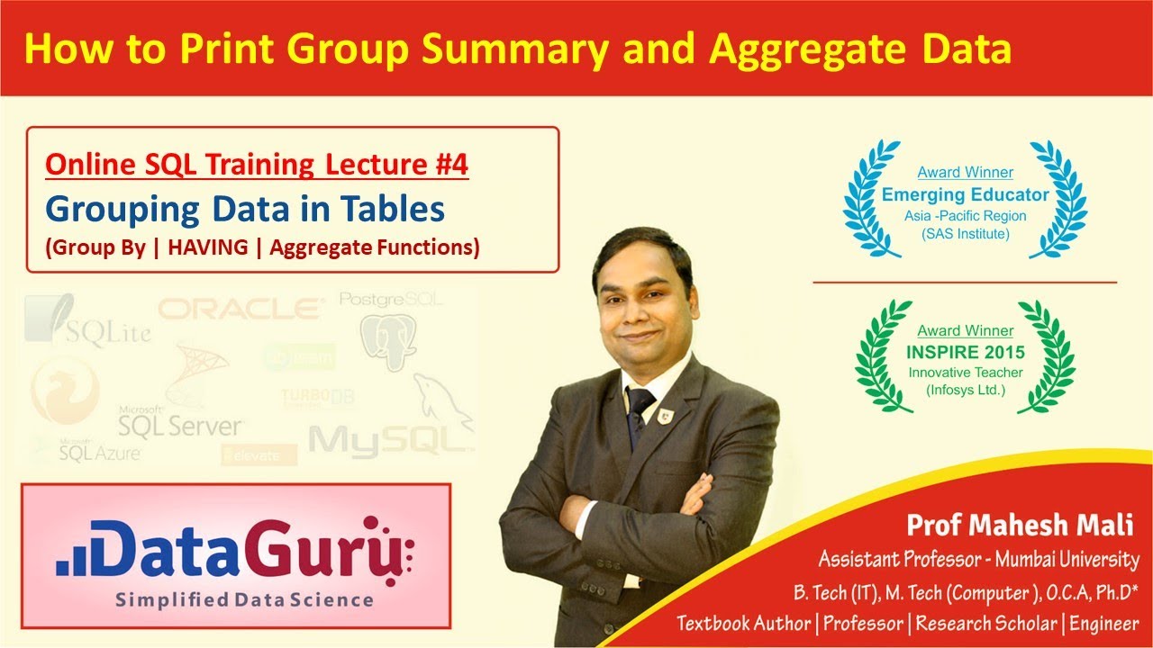 Grouping Data In Table Lecture 4 Using Group By And Having 0919