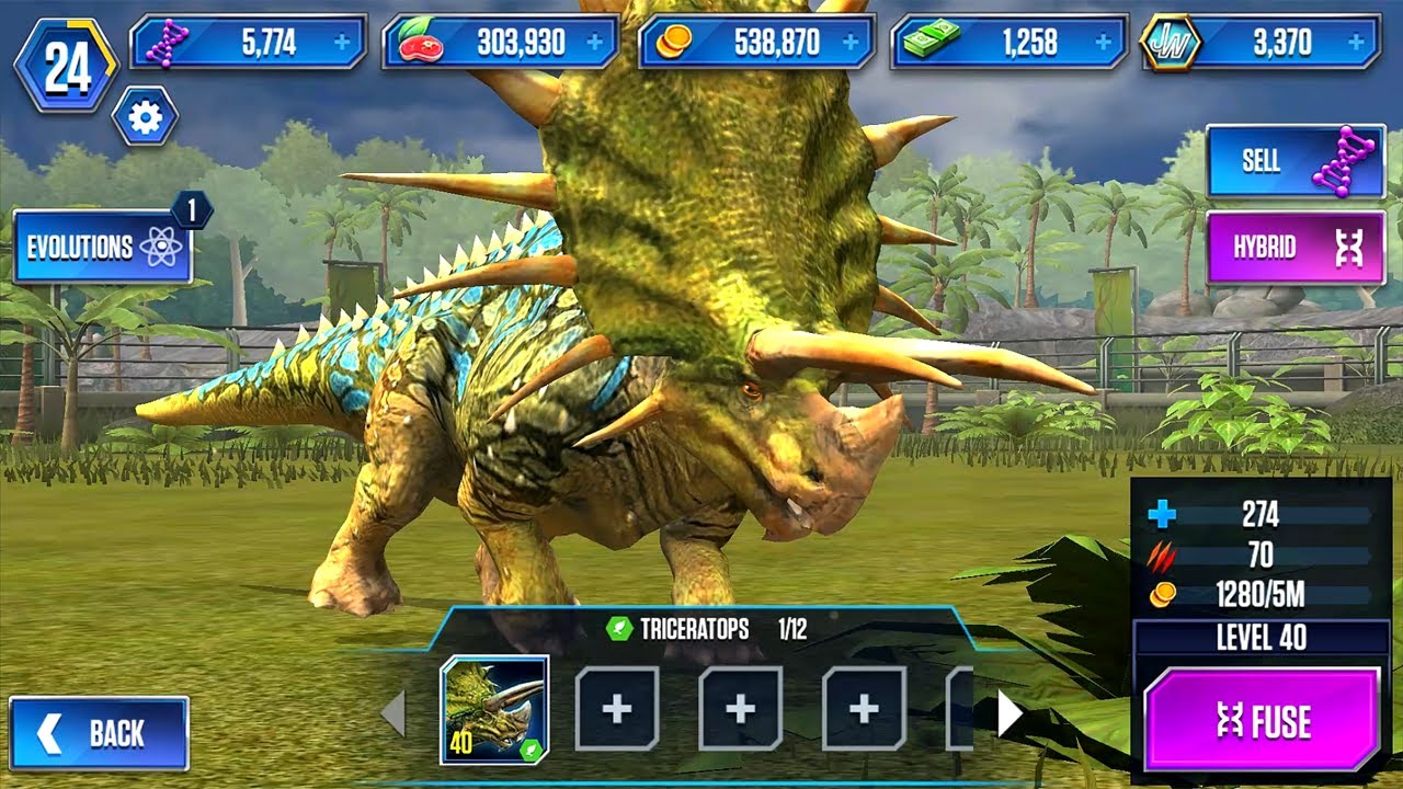 TRICERATOPS MAX LEVEL 40 - Jurassic World The Game - (iOS, Android ...