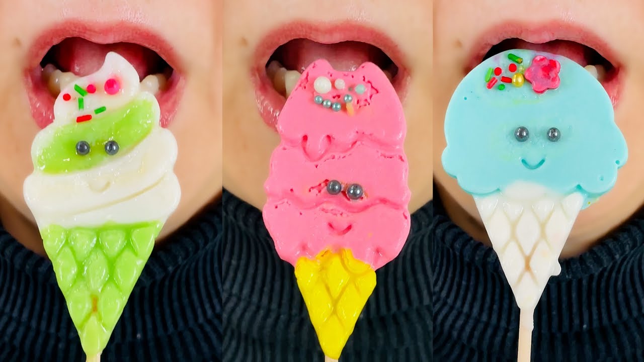 asmr CANDY ICE CREAM LOLLIPOP FOOD eating sounds mukbang - YouTube