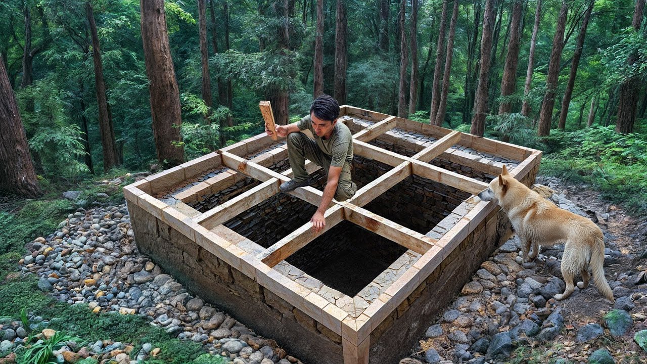 I Built A Stone And Wood Underground Survival Bushcraft Shelter In The ...