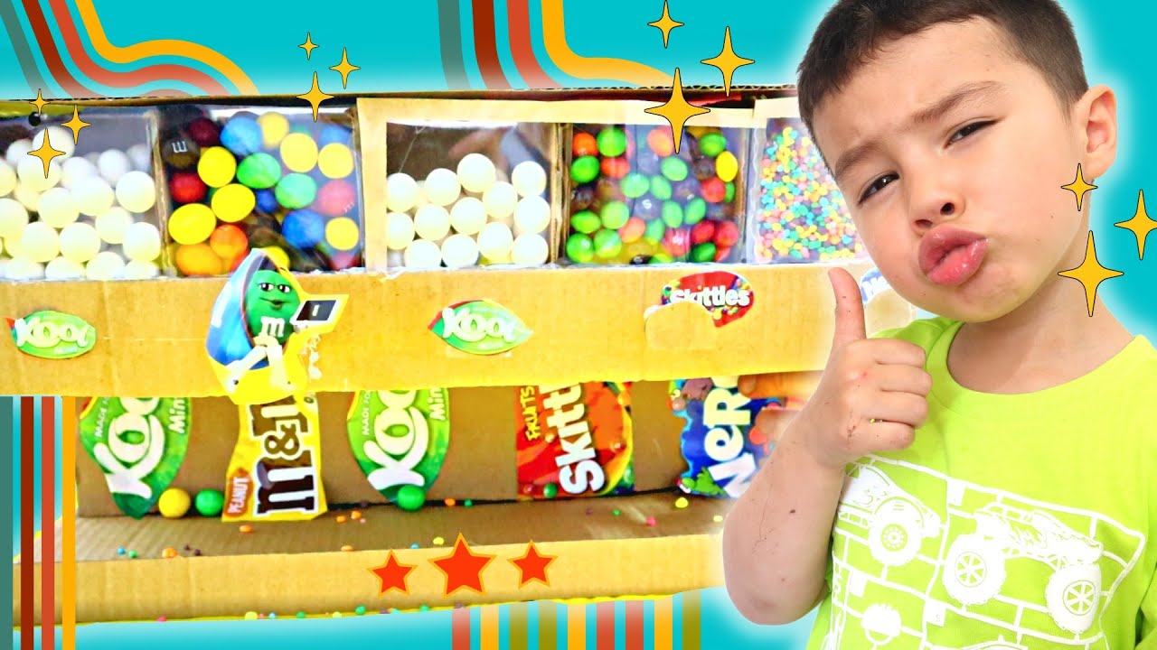 Aston Plays With Candy Dispenser And Helping Daddy | Kid Funny Stories ...
