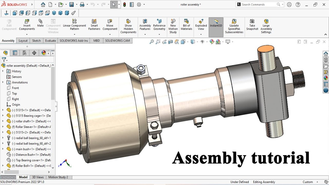 Solidworks assembly tutorial। Roller assembly - YouTube