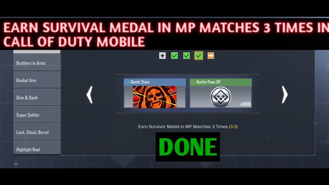 Earn Survival Medal in MP Matches 3 Times | How To Earn Survival Medal ...