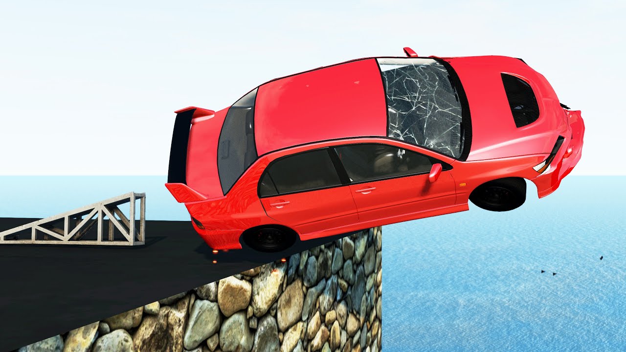 Cars Jumps into The Water through Flip Ramp - BeamNG drive - YouTube