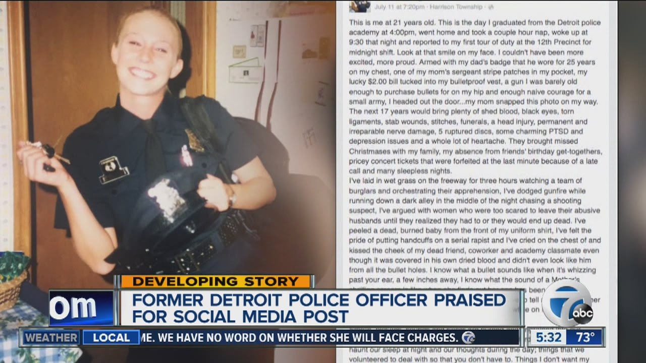 Former Detroit police officer praised for social media post - YouTube