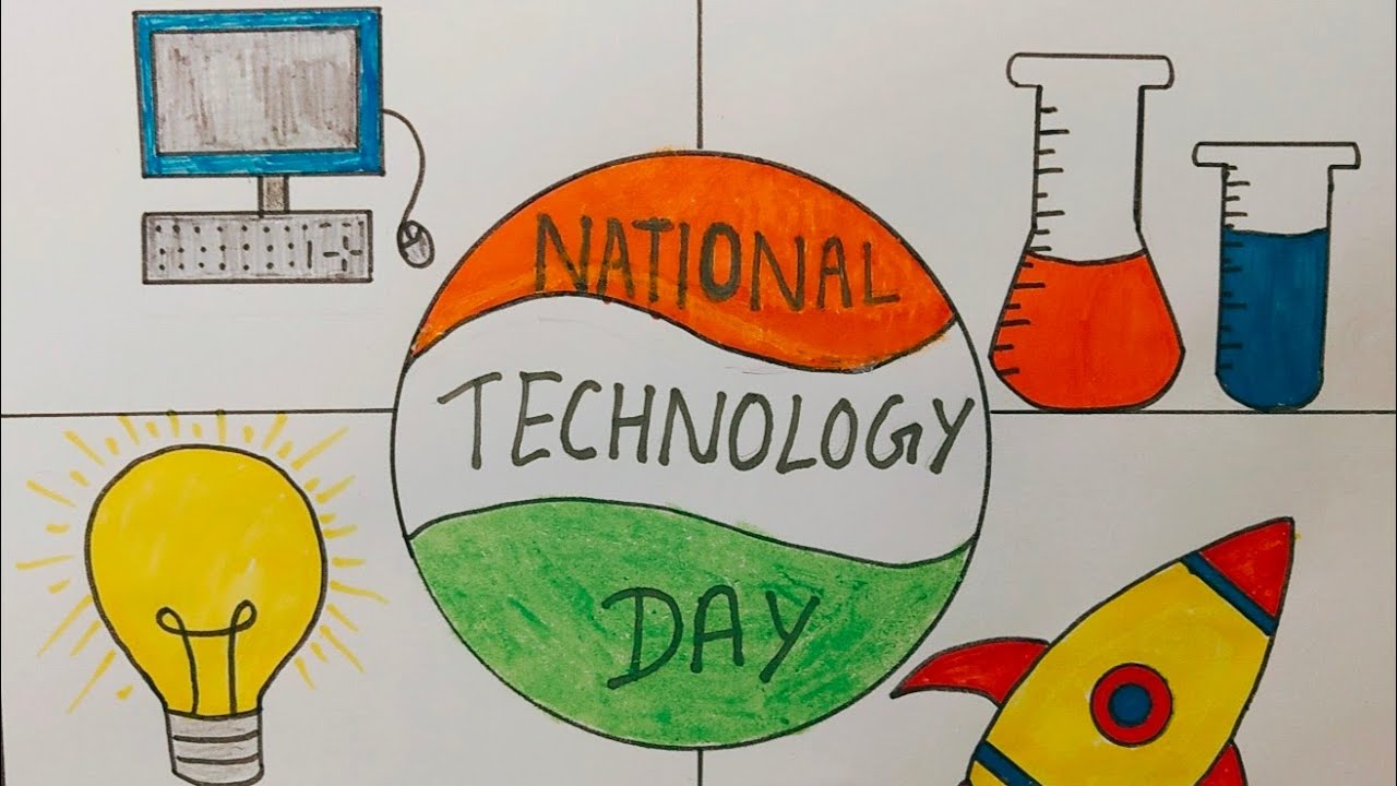 National Technology Day poster drawing ideas for school kids | How to ...