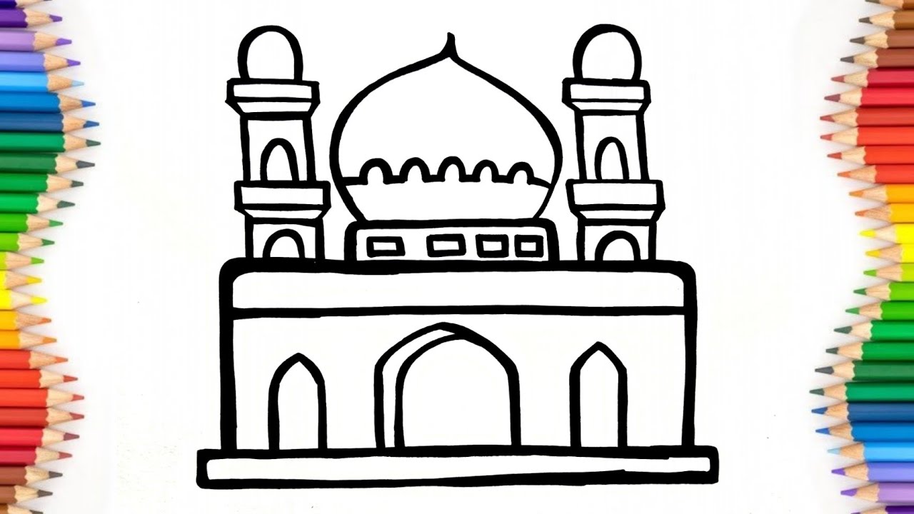 MASJID DRAWING LEARN HOW TO DRAW A MASJID EASY DRAWING MASJID DRAWING ...