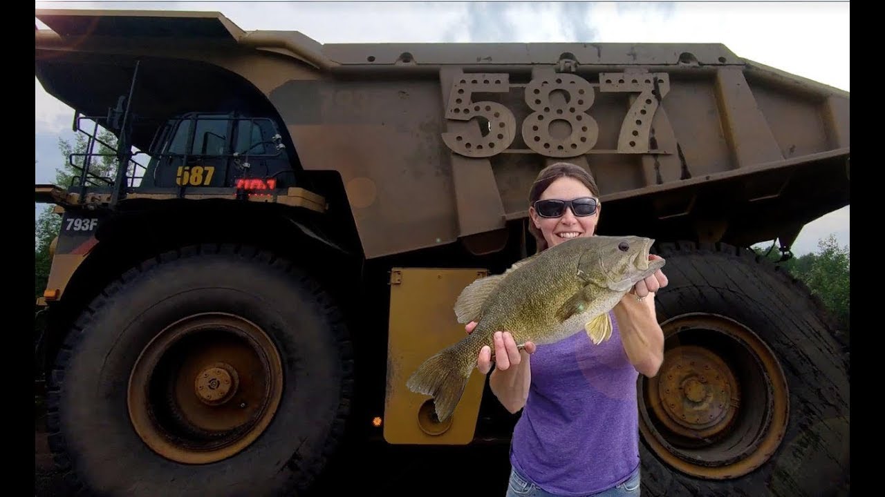 Almost run over by a haul truck while fishing! - YouTube