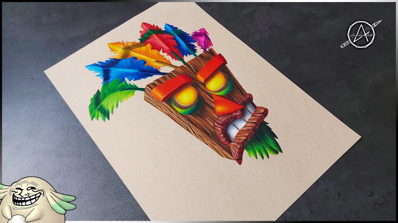 Speed drawing aku aku (Crash bandicoot) - YouTube