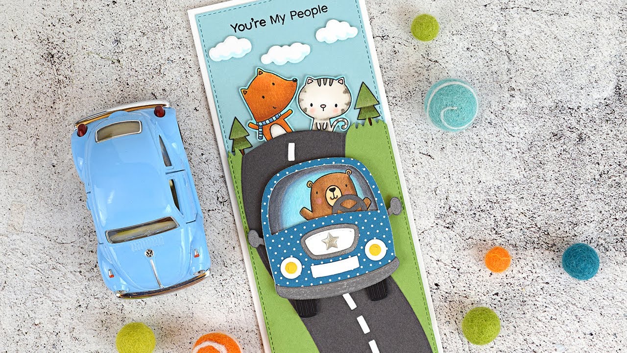 Clip of interactive magnetic slider card with retro van - YouTube