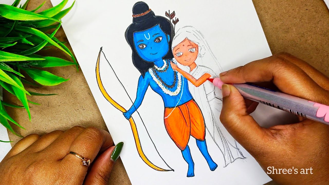 Cute Siya Ram Ji Drawing | Lord Ram Ji Drawing | Ram Sita Painting ...
