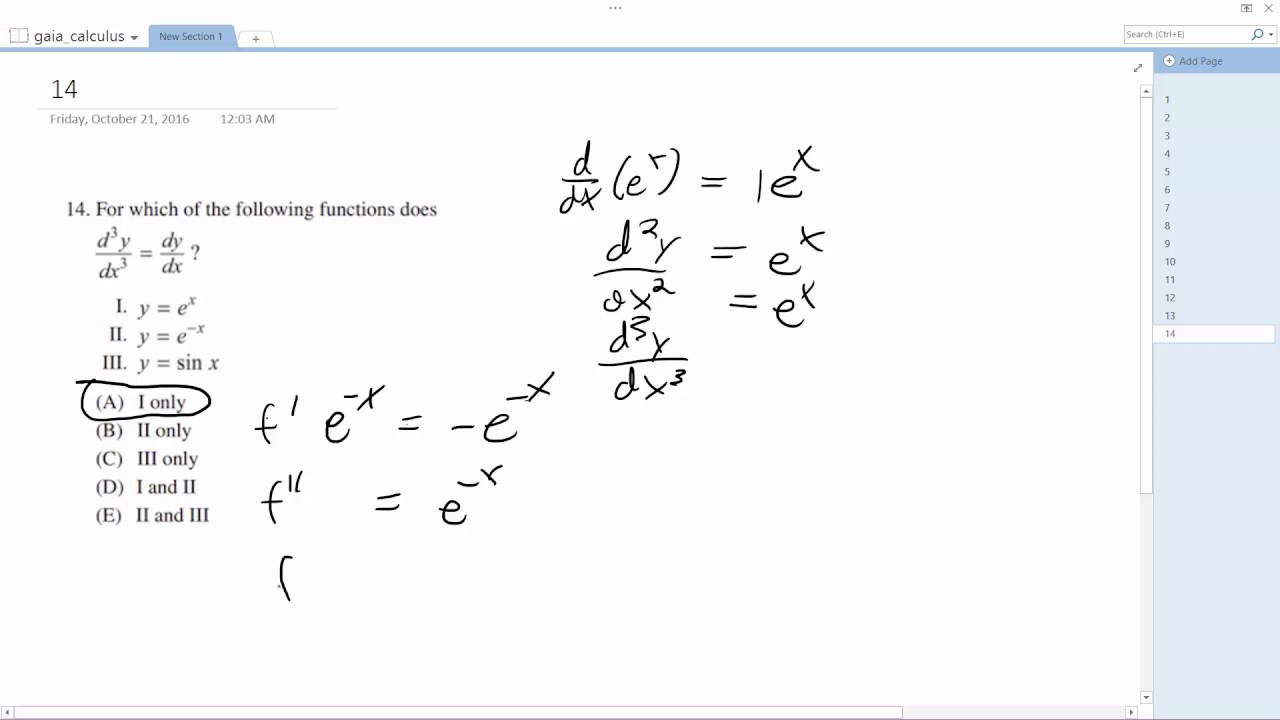 For Which Of The Following Functions Does D 3y dx 3 Dy dx YouTube
