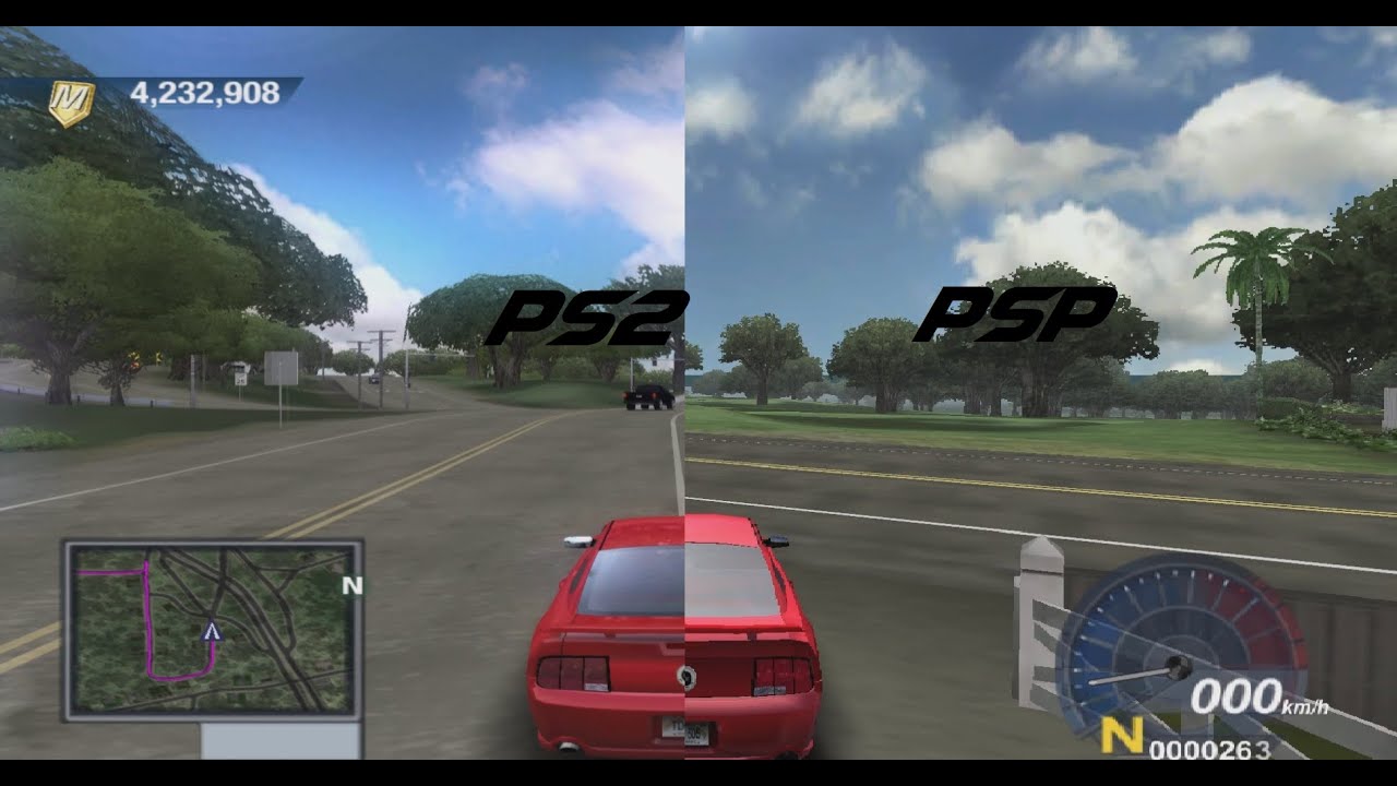 Test Drive Unlimited Comparison between PS2/PSP - YouTube