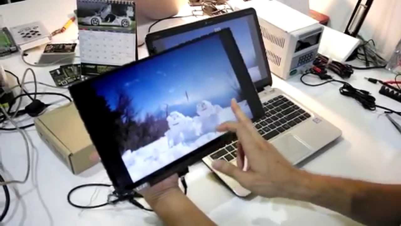 Multi-touch 14" panel - test with Windows 8 - YouTube