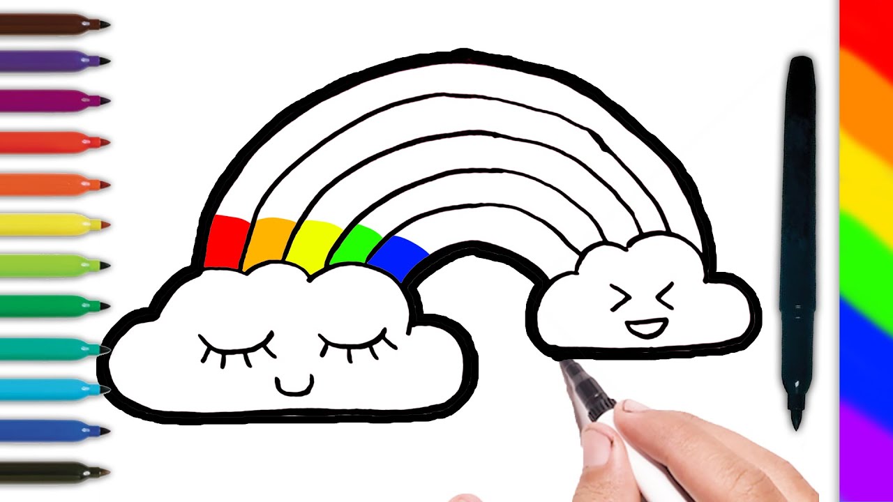 Cara Menggambar Pelangi | Learn Drawing Coloring A rainbow for kids and ...