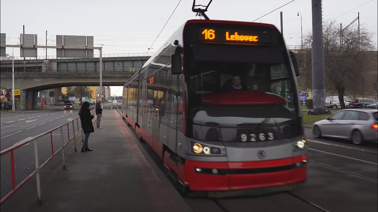 Czech Republic, Prague, tram 16 ride from Balabenka to Divadlo GONG ...
