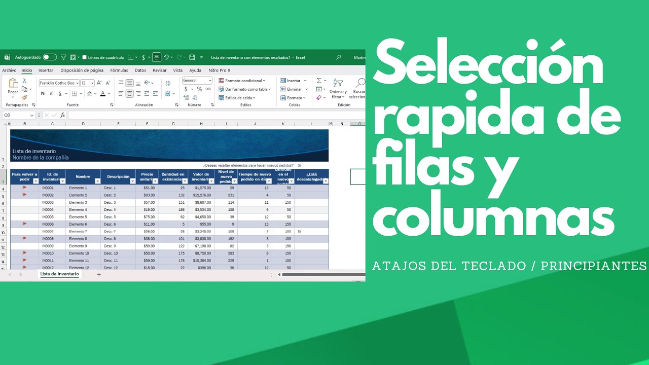 Selección rápida de filas y columnas | Atajos poderosos del teclado ...