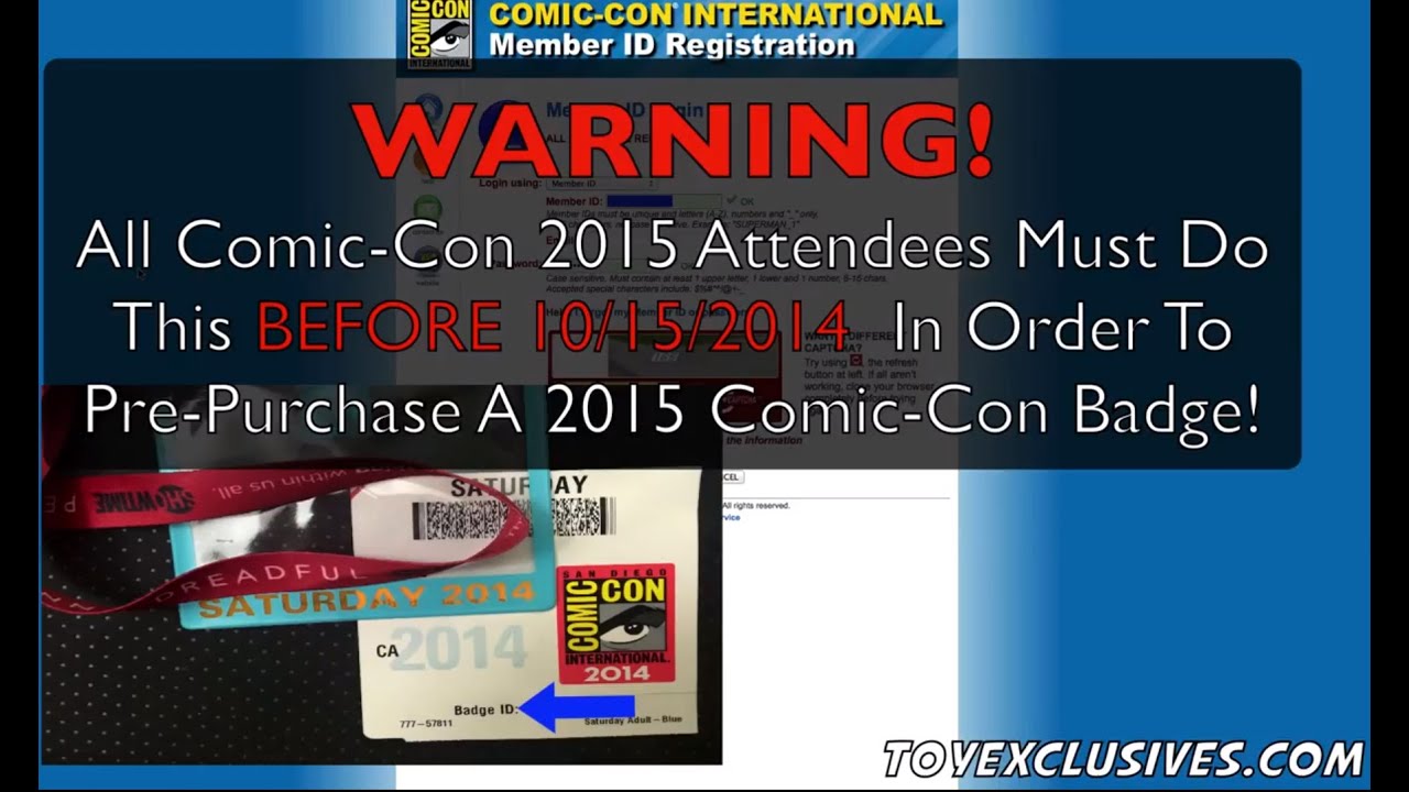 Comic-Con 2015 Pre-registration Eligibility Badge ID Validation ...