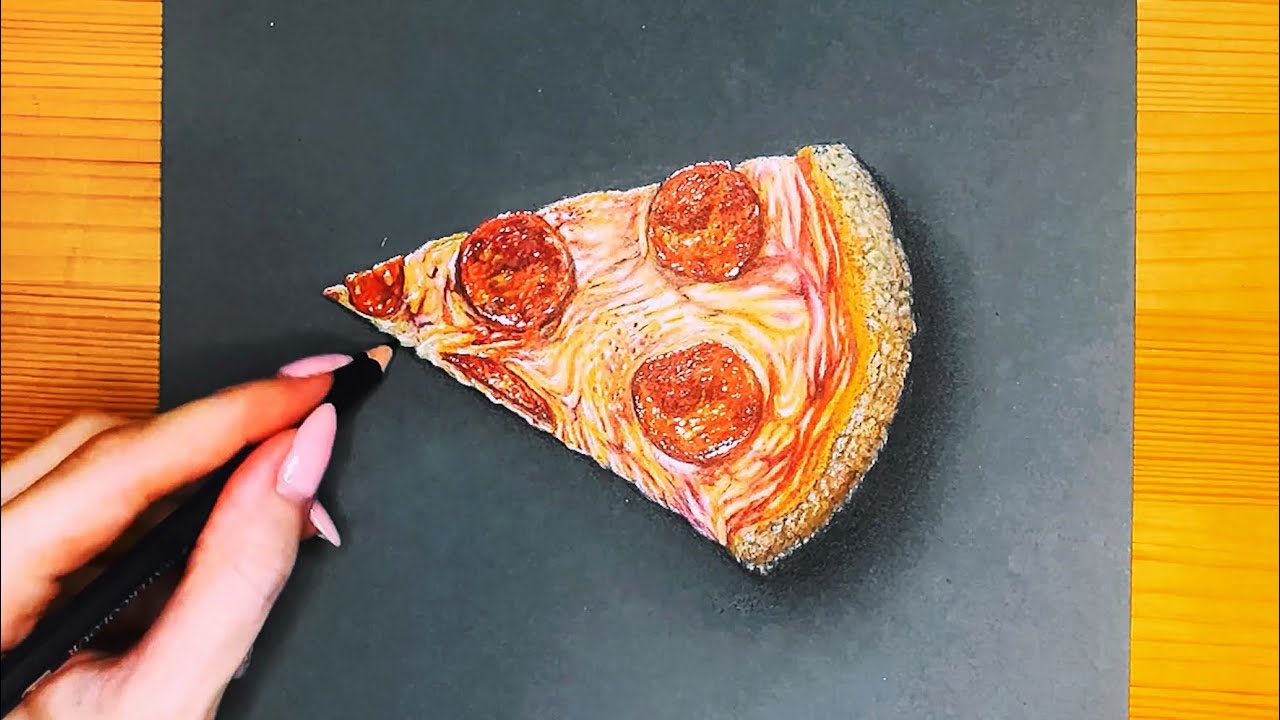 HOW TO DRAW A REALISTIC PIZZA 🍕 - YouTube