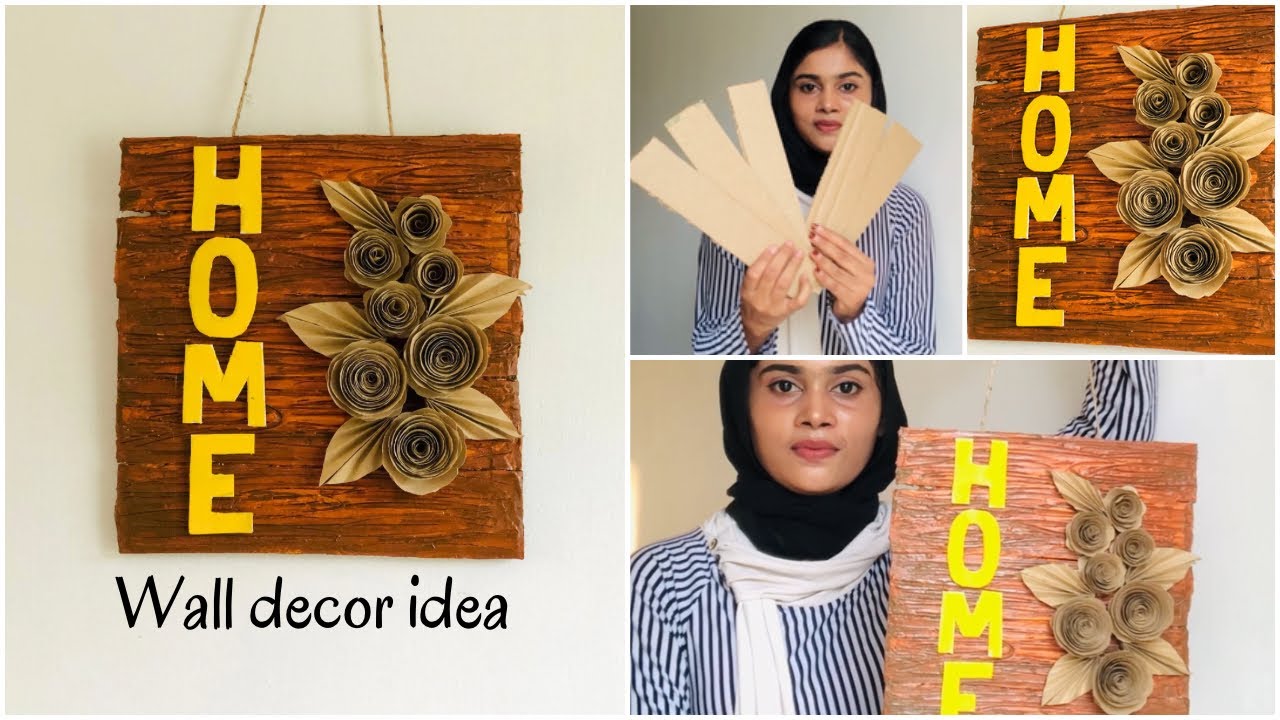 Cardboard wall decor idea | best out of waste | home decor | wall decor ...
