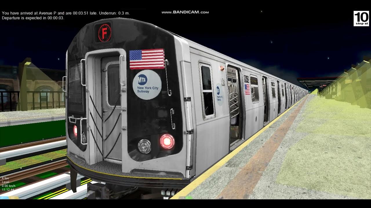 Openbve 3d 2020 R160A Alstom F Train Arriving & Departing at Avenue P - YouTube
