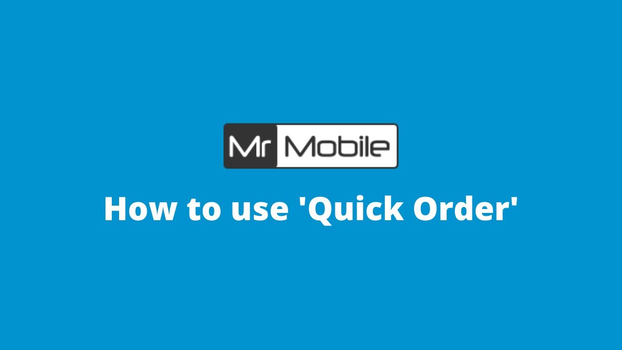 How to use 'Quick Order' - YouTube