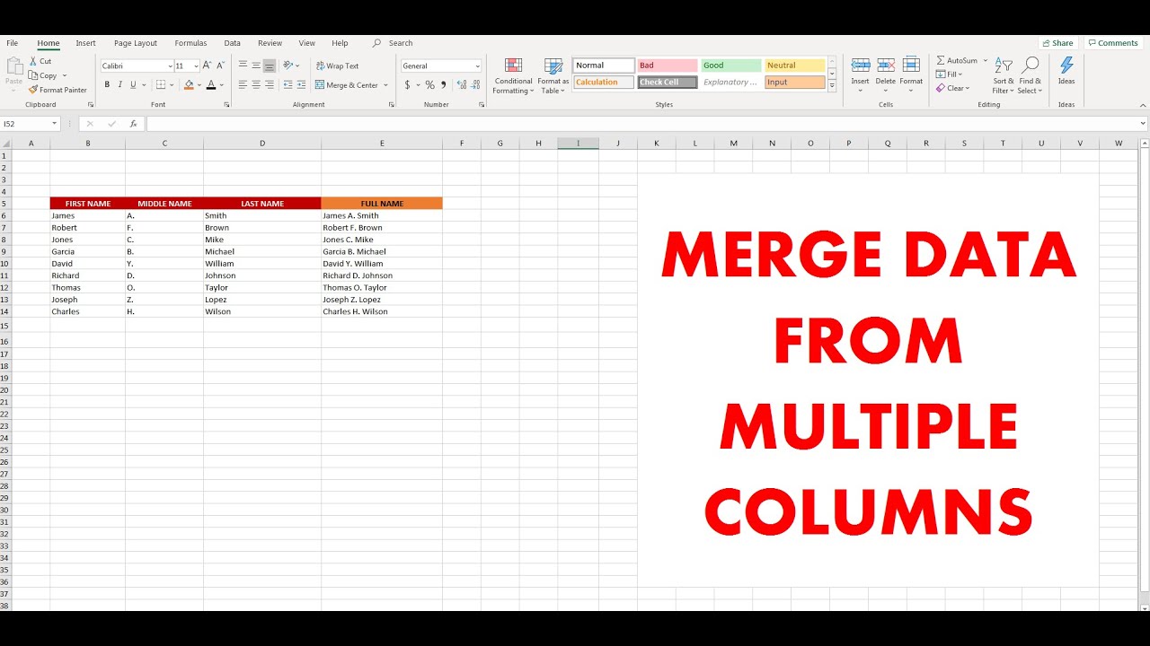 How To Merge Data From Multiple Columns Into Single Column Using Excel Youtube