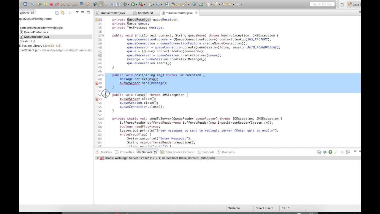 Java program to read messages from Weblogic JMS (Java Messaging Service) queue - YouTube