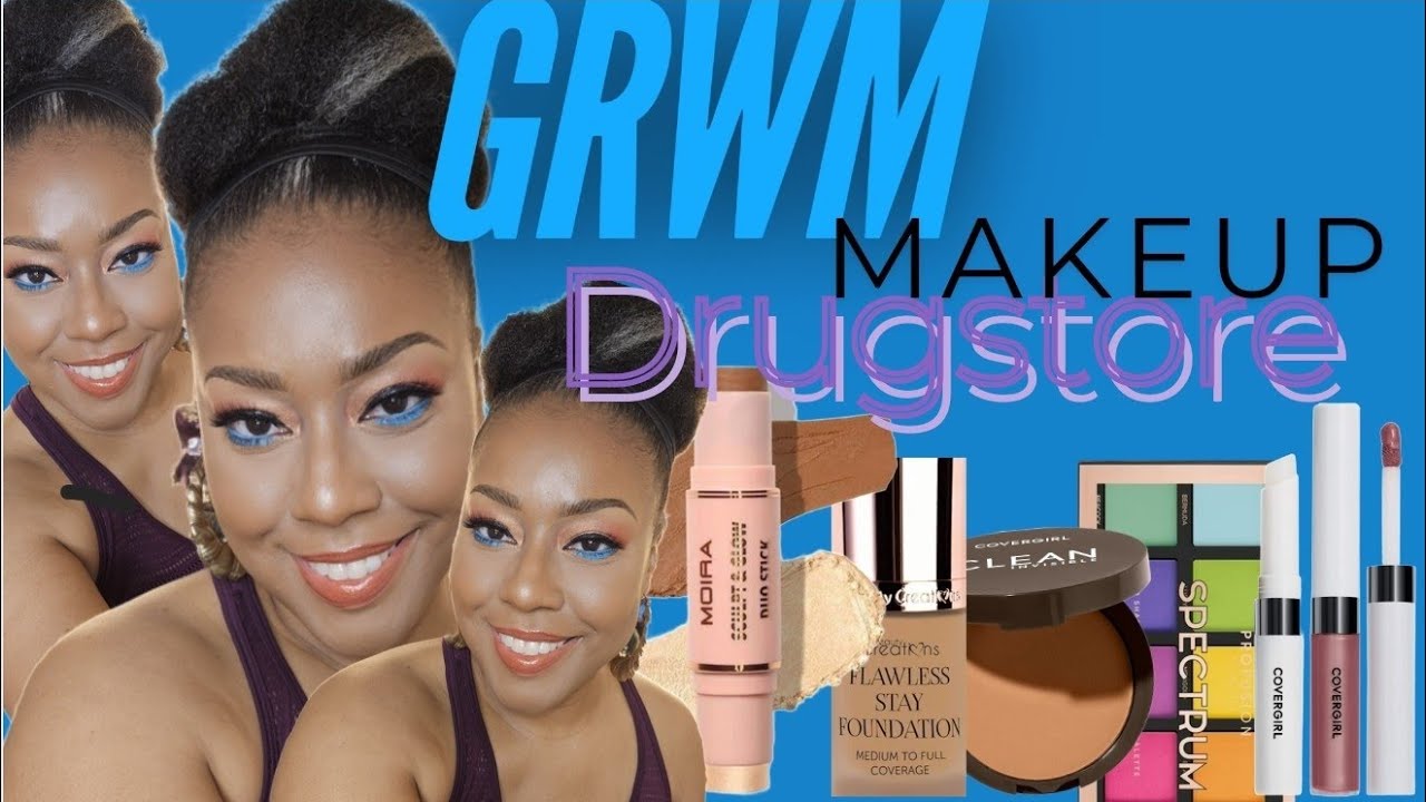 GRWM Drugstore Makeup With Pop of Blue - YouTube