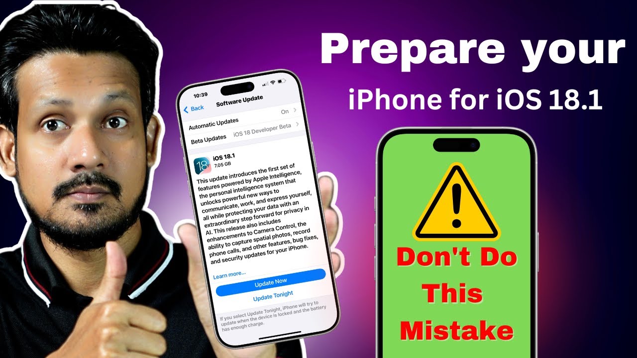 Prepare your iPhone for iOS 18.1 | Update Warning ⚠️ | iOS 18.1 Green ...