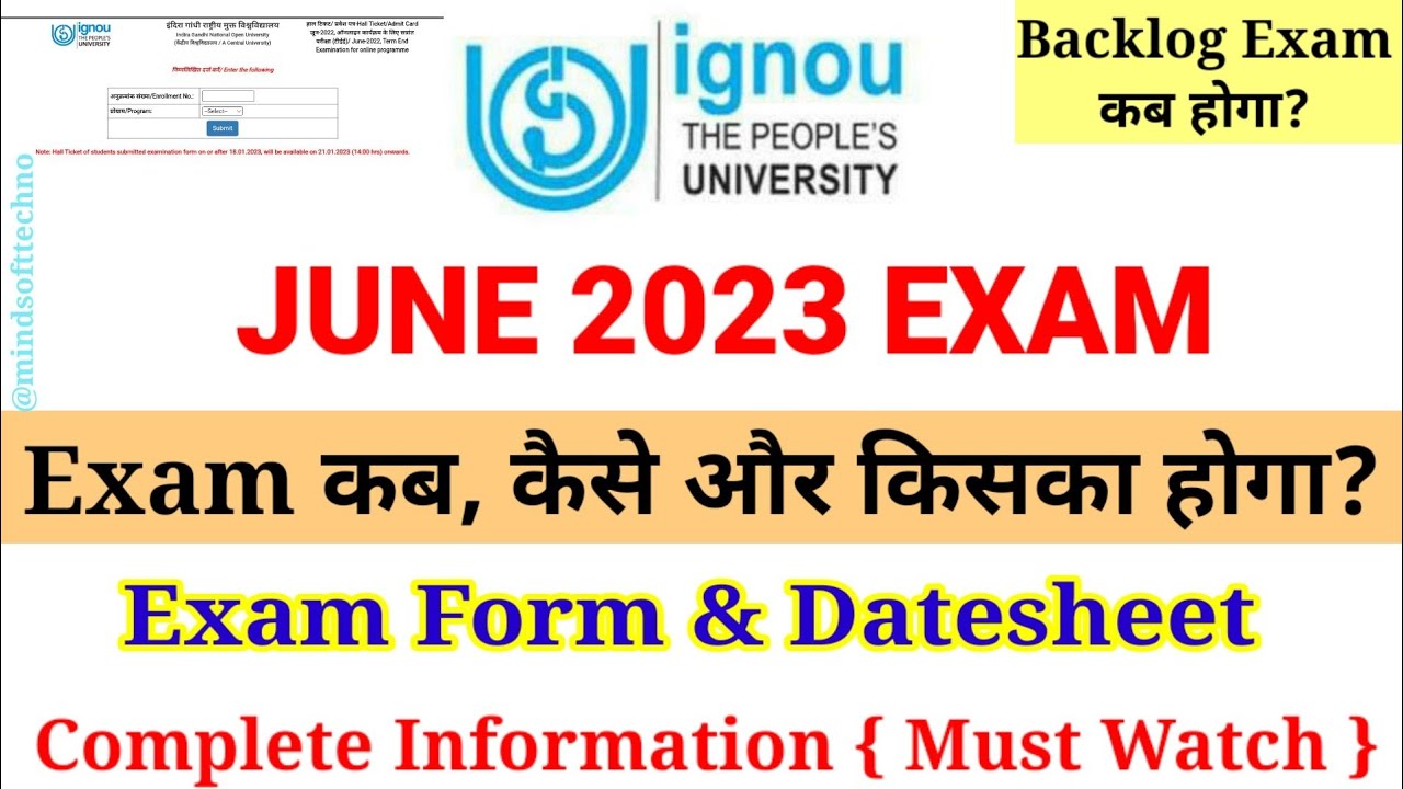 IGNOU June 2023 Exam Complete Details | Exam Eligibility, form & Fees ...