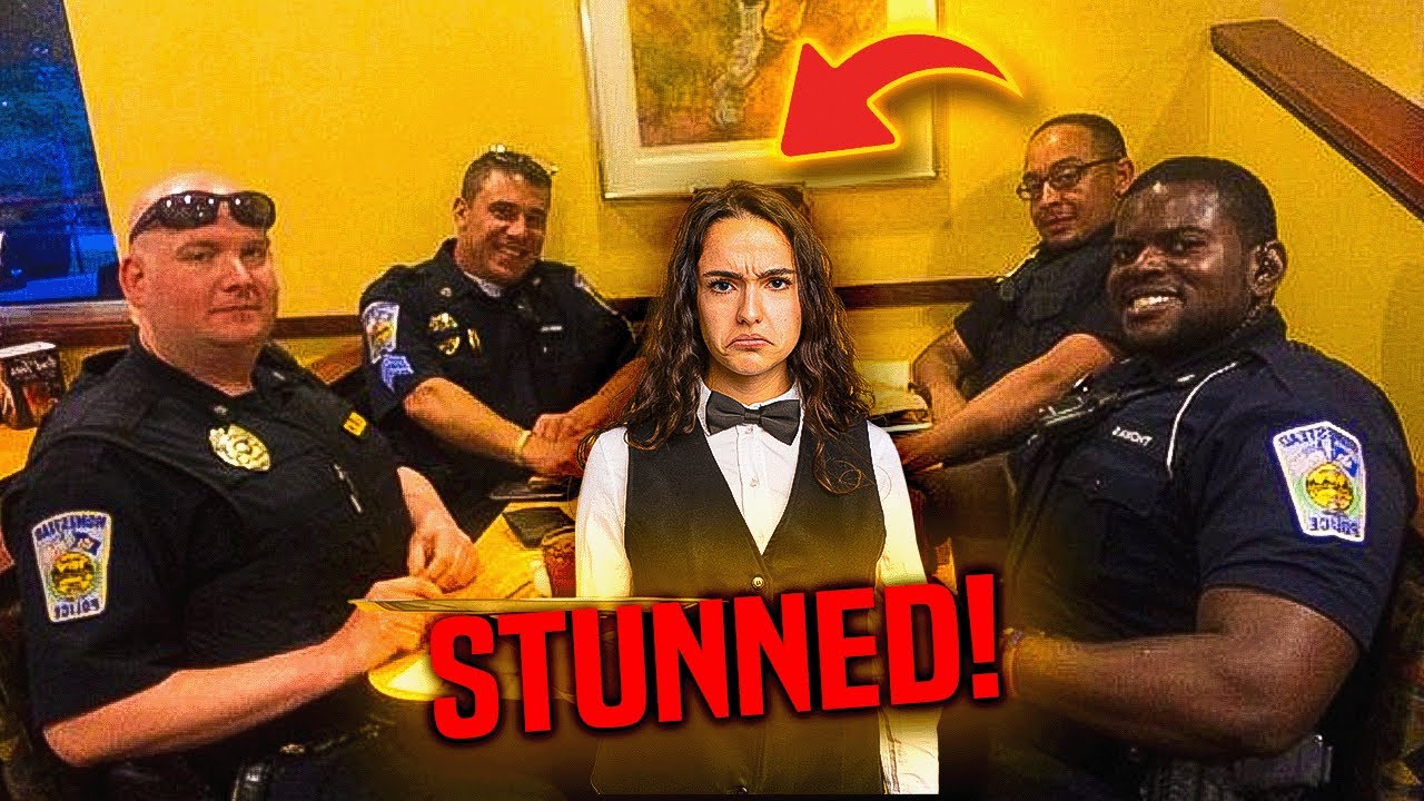 Waitress Stunned When 9 Police Officers Walk Into Her Restaurant - YouTube