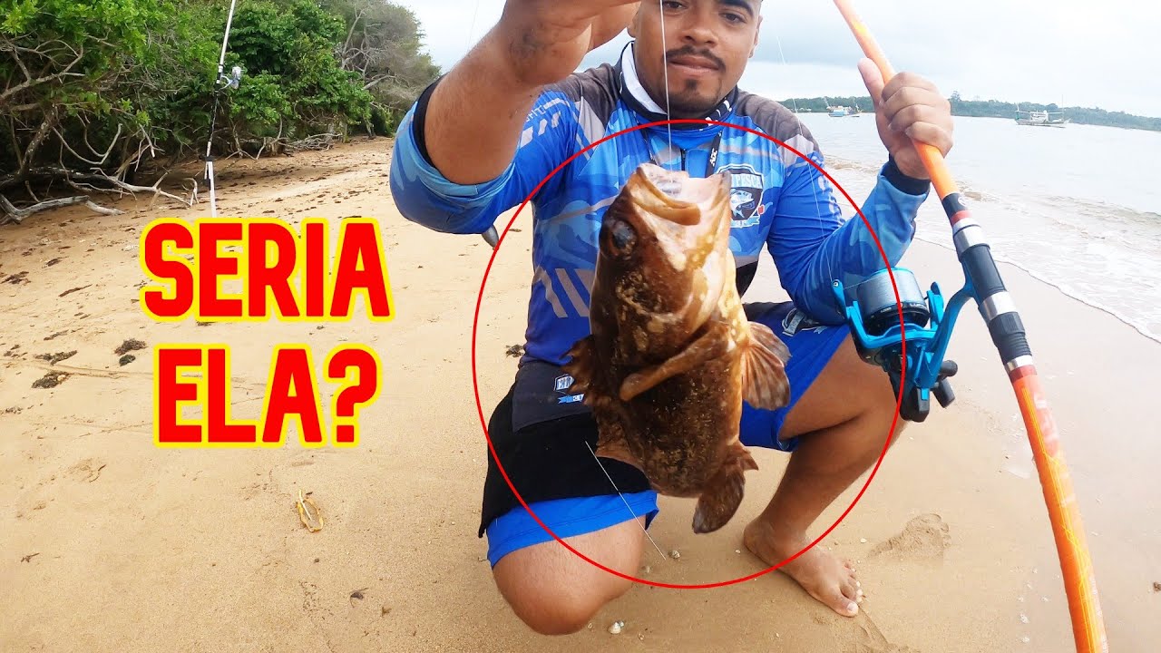 PEGUEI MAIS UM PEIXE RARO (GAROUPA VERMELHA) Pescaria de Praia - YouTube