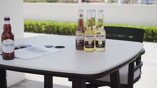 Modern 5PC Outdoor Patio Bar Set,Rounded Square Sintered Stone Table & 4 Swivel Bar Chairs