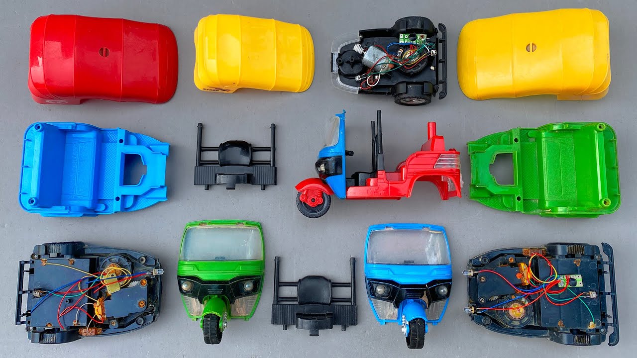 Assemble some Colourful toy CNG Auto Rickshaw | vehicles Attachment ...