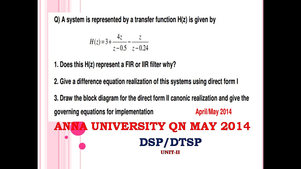 Realization of IIR filter | Realization of IIR system | Direct form I ...