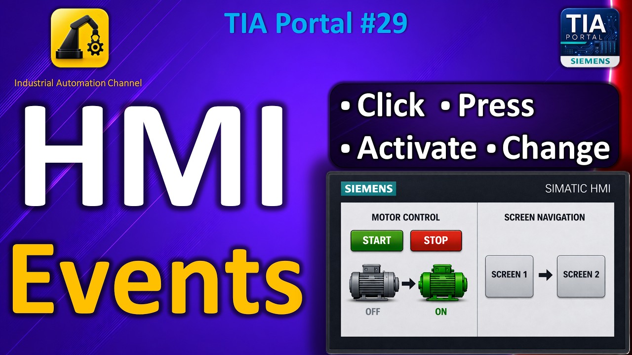 How to Use HMI Events in TIA Portal | Control Motor Start/Stop + Screen ...