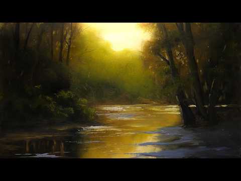 Easy way to paint a forest and river. Painting lesson for beginners ...