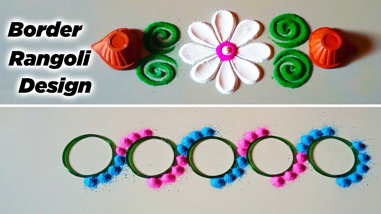 Simple border rangoli designs for beginners | Easy and simple door ...