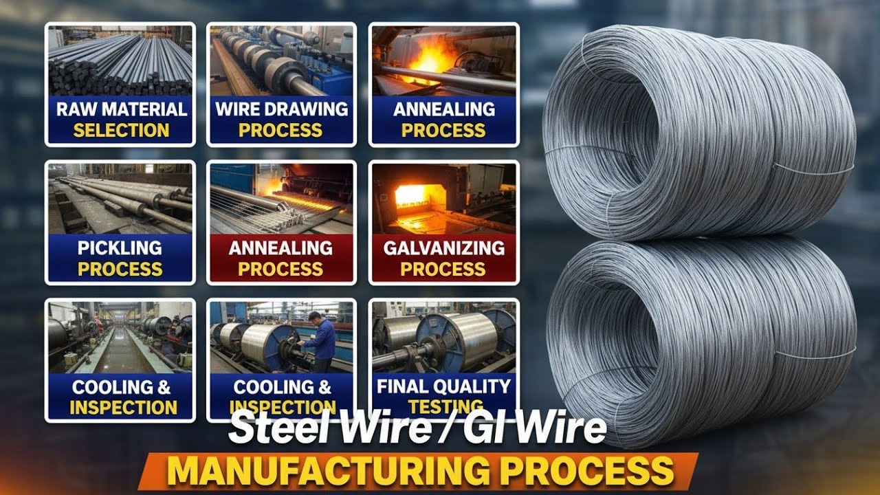Steel Wire / GI Wire Manufacturing Process | Step-by-Step Factory ...