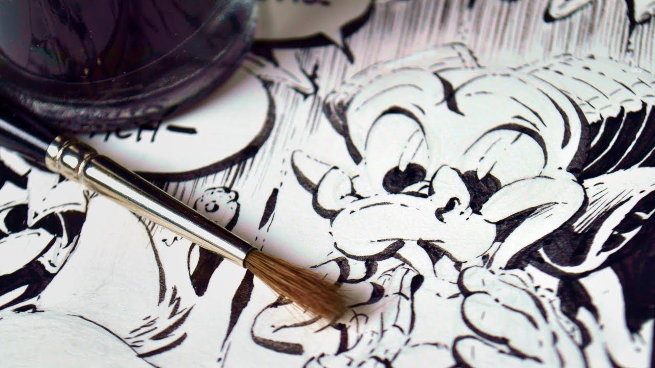 Inking a Comic Panel | Dragon Stuff - YouTube