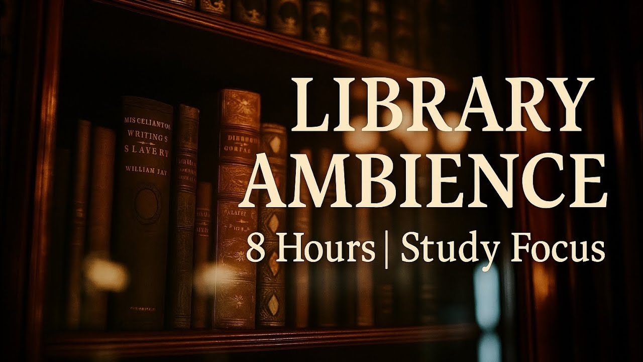 8 Hours Cozy Library Ambience | Study, Focus, Reading, Relaxing Room ...
