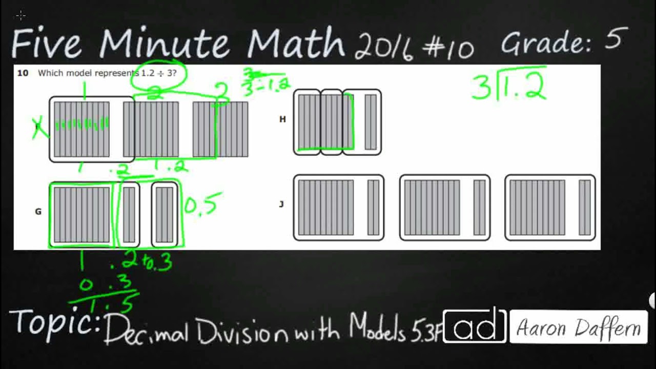 5th Grade STAAR Practice Decimal Division with Models (5.3F - #1) - YouTube